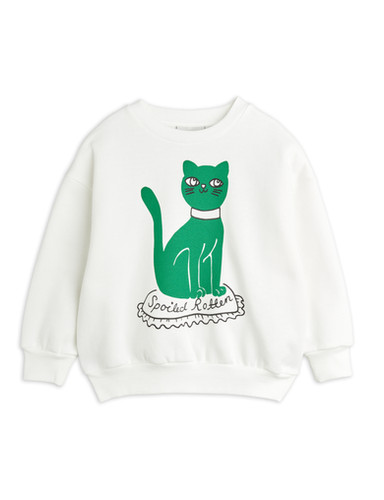 Mini Rodini Cat Sweatshirt (White) | Jean + Hadley