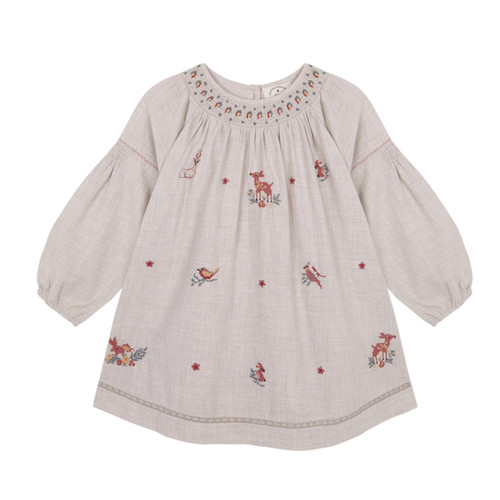 Birinit Petit Hurlingham Dress (Deer Embroidered) | Jean + Hadley