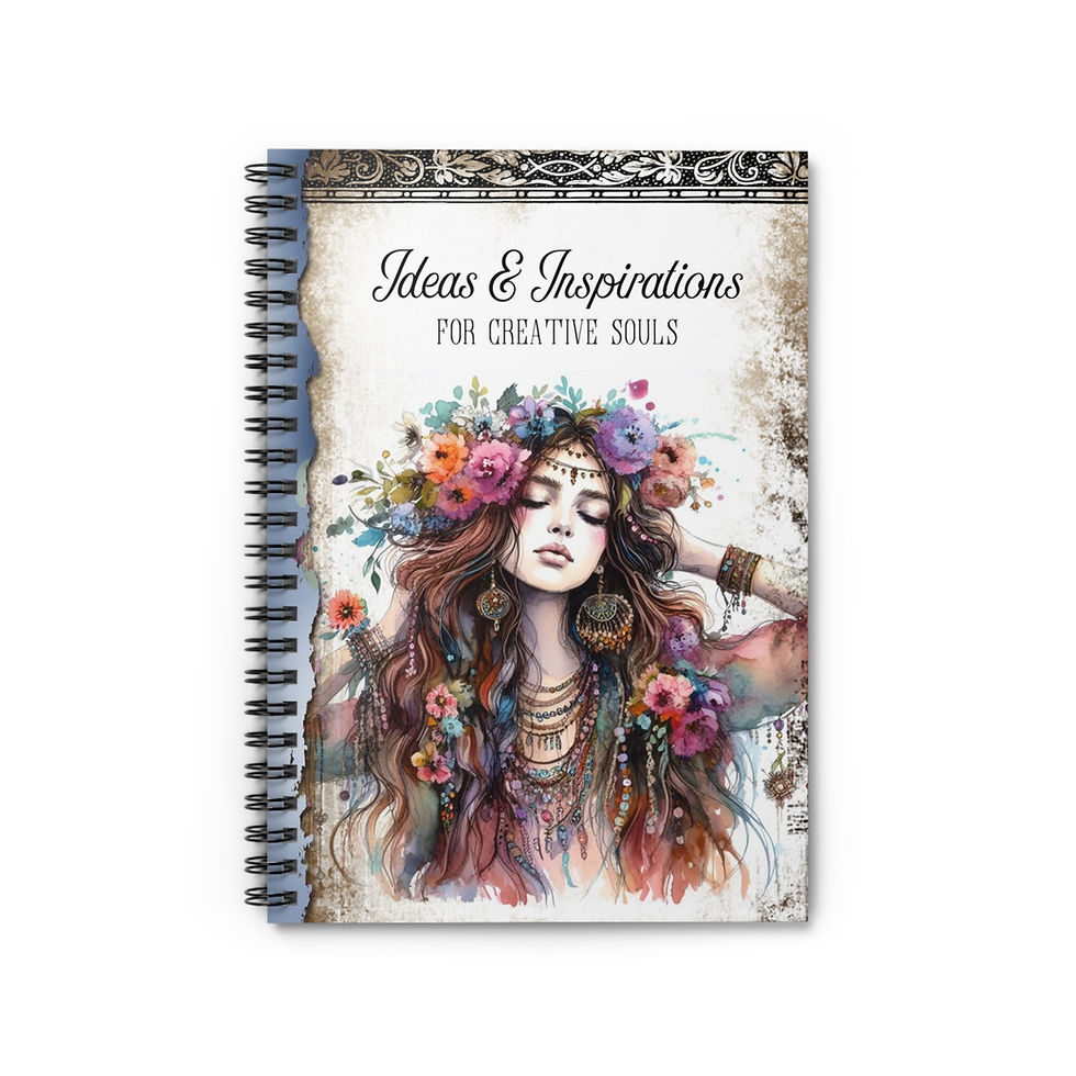 Boho Spiral Notebook - Vintage Inspired Blank Journal for Creative ...