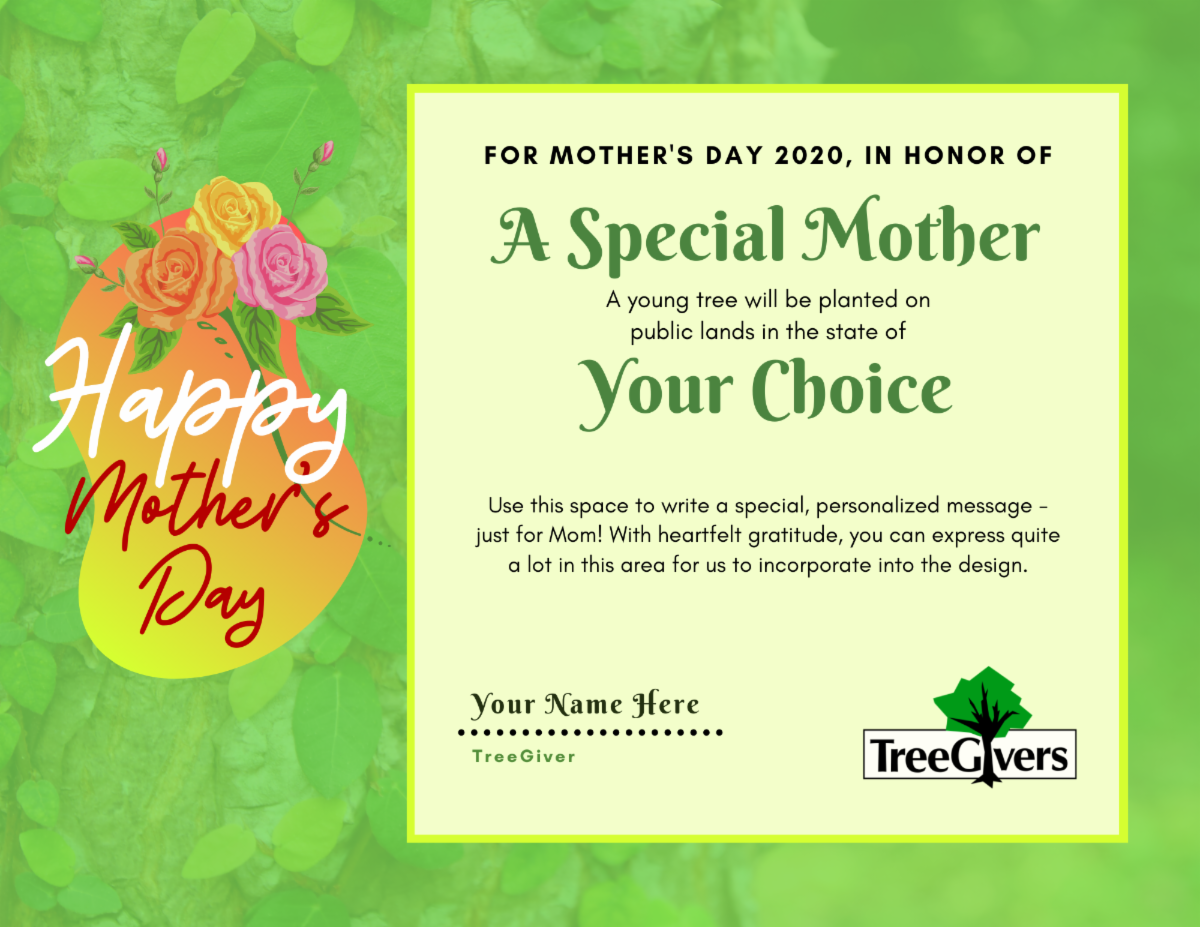 Plant a Tree for Mother's Day - May 9, 2021 | TreeGivers