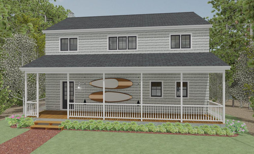 Summer II - CS 2 Story Beach Lake Cottage House Plan Open Concept 3BR ...