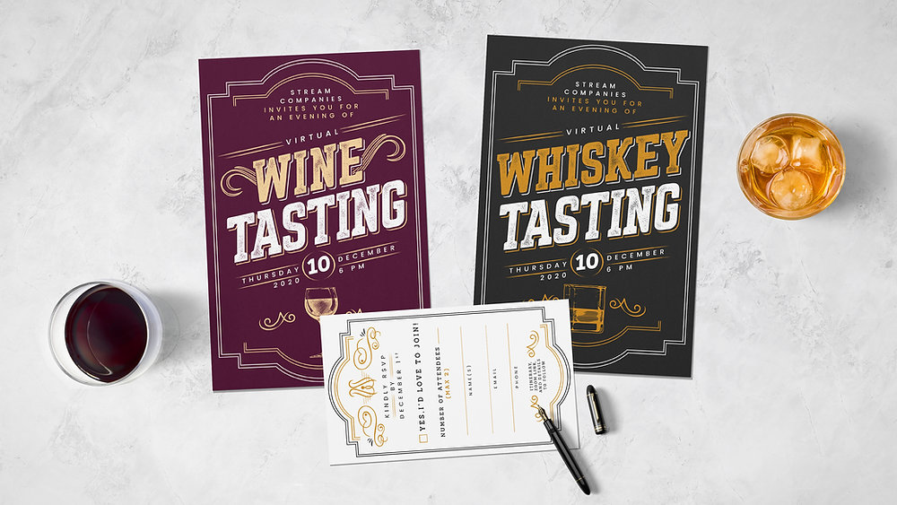 Virtual Wine & Whisky Tasting Invitations