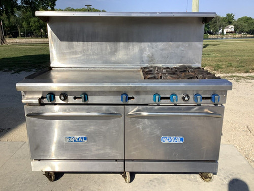 152-0556 Royal RR4G36 Natural Gas 4-Burner 36” Griddle Range/Stove with ...