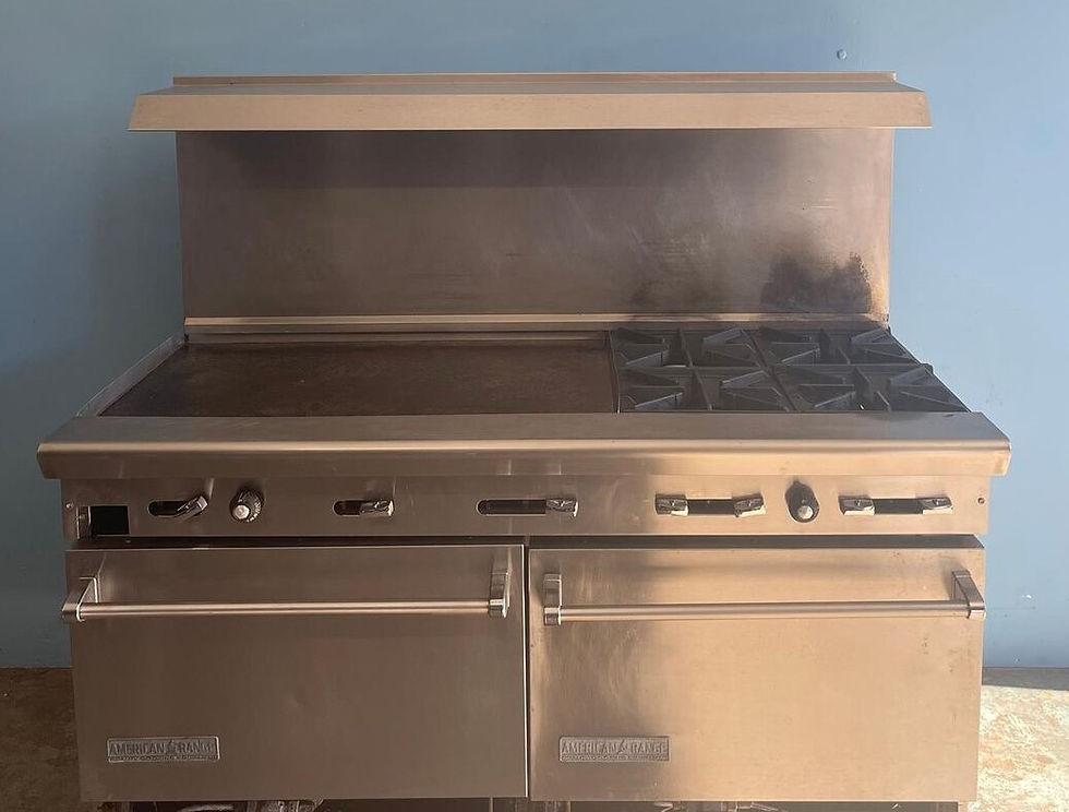 75-0345 American Range 60'' Gas Range 36'' Griddle 4 Burner 2 Oven ...