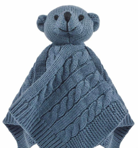 Knitted Bear Comforter - Steel Blue | Busy Creative Bees