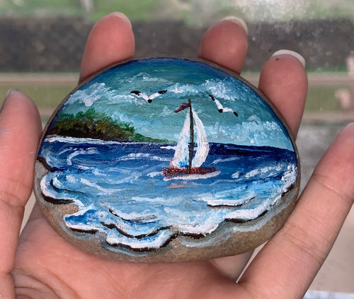 Sailboat Painted Rock | Artistry by Katie