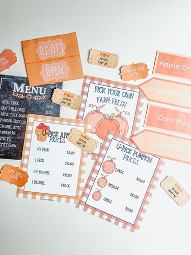 Fall Pickin' Patch Pretend Play Stand & Cafe (Apples and Pumpkins)