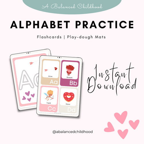 Love Themed Alphabet Practice |Flash Cards and Play Dough Mat | A ...