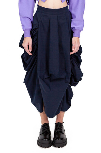 Bubble-Gathered Woven Skirt Long | MilieuxKR