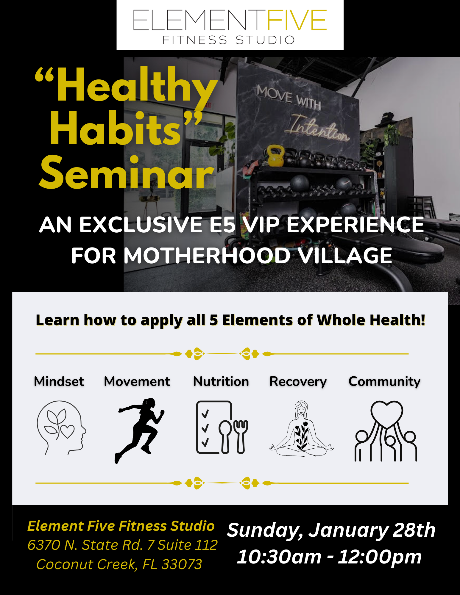 FREE E5 Fitness VIP Seminar | The Motherhood Village