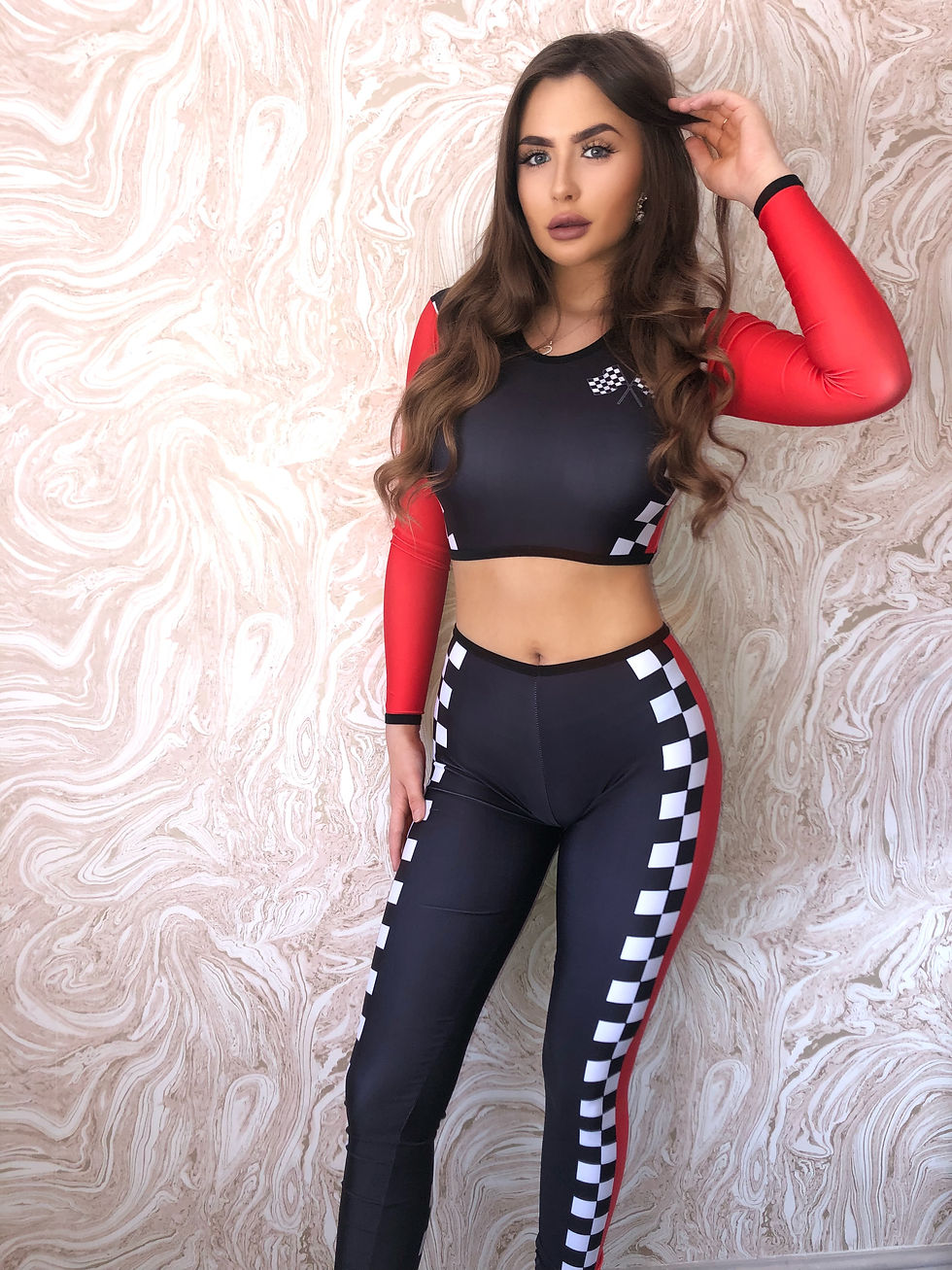 Red Racing Crop top & Trousers | cheetahsportswear