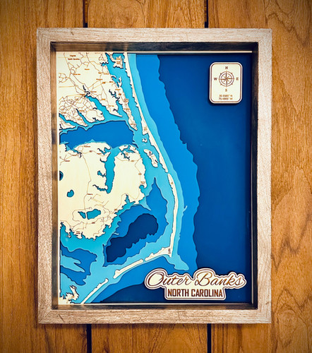 Framed Outer Banks, NC Map Wall Hanging | Made by Willy