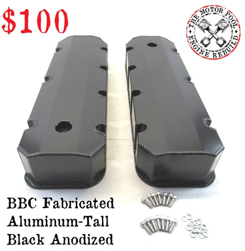 BBC Fabricated Aluminum, Black Anodized Valve Covers- Tall | The Motor ...