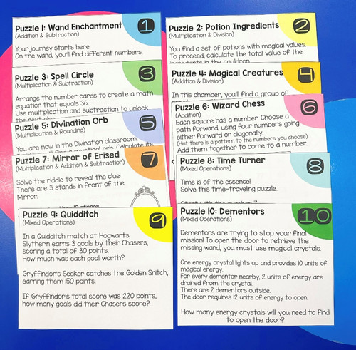Harry Potter Themed Maths Collaborative Escape Room Challenge - 10 Task ...