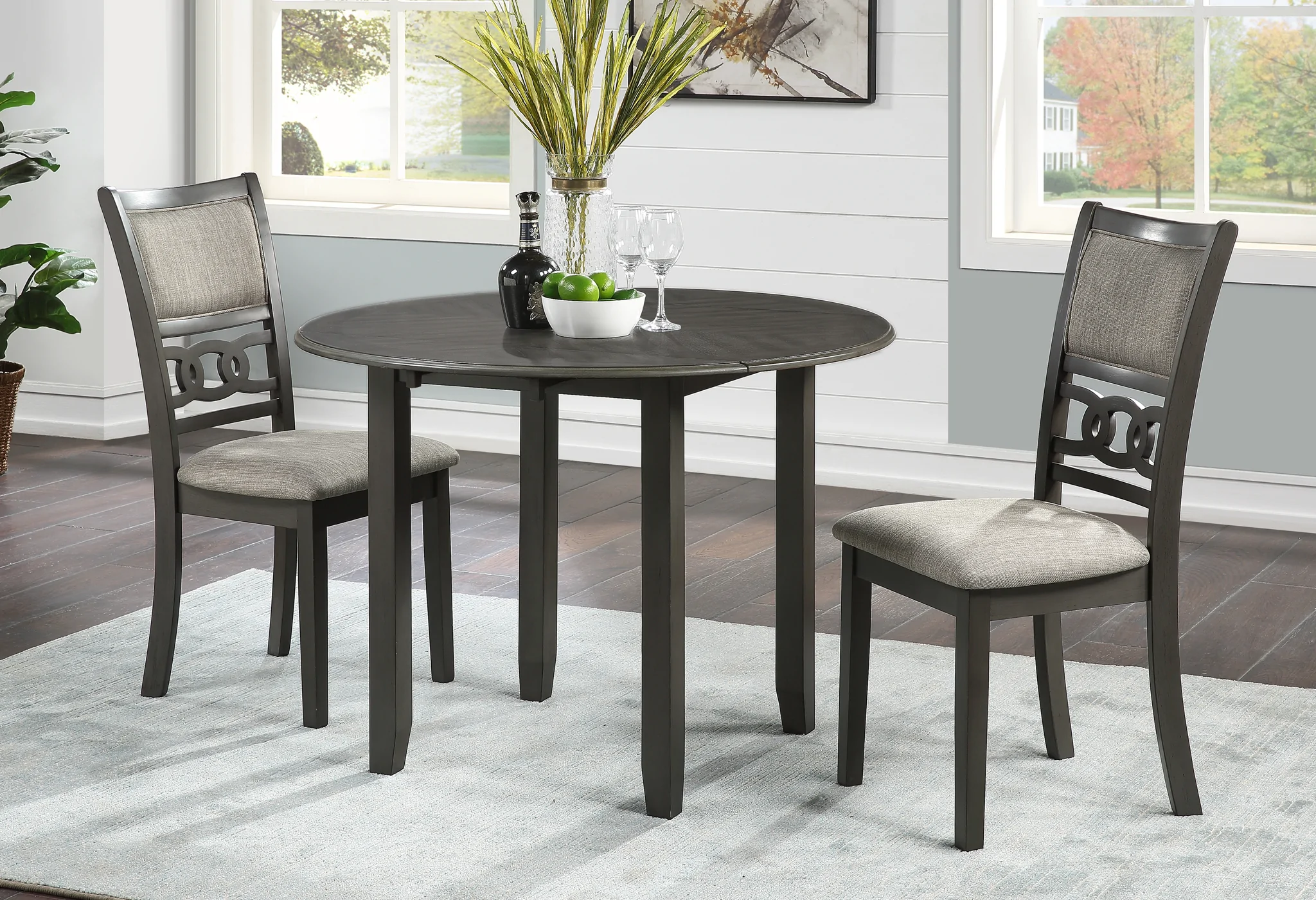 42" Round drop Leaf Dining Table & 2 Chairs Cherry Gia Classic ...