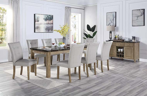 Dining Table Marble Top & Oak Finish DN00553 Charnell ...