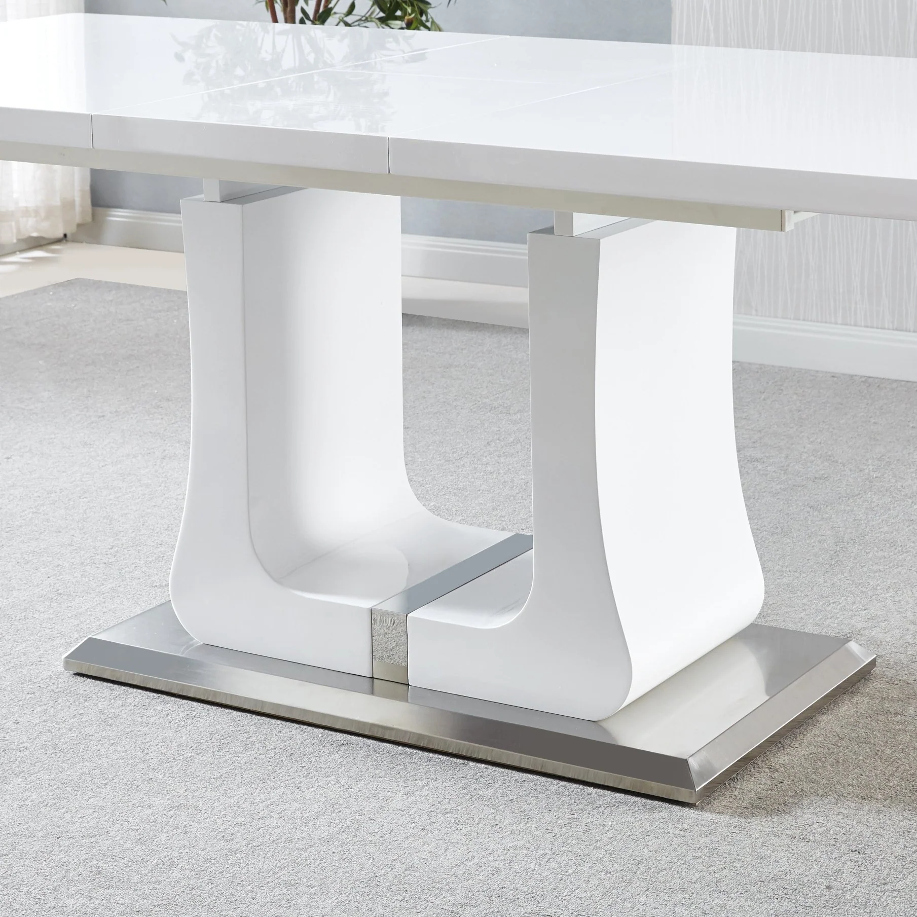 White Modern Dining Table w/ Extension RDT219 Artisan ...
