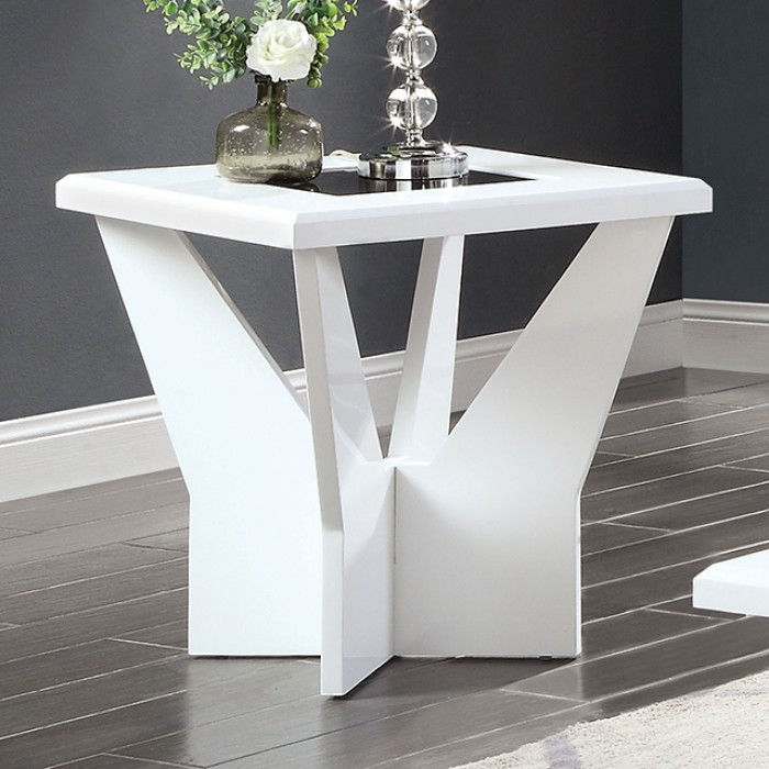 White Glossy End Table DUBENDORF Foagroup | EuroclassicFurniture