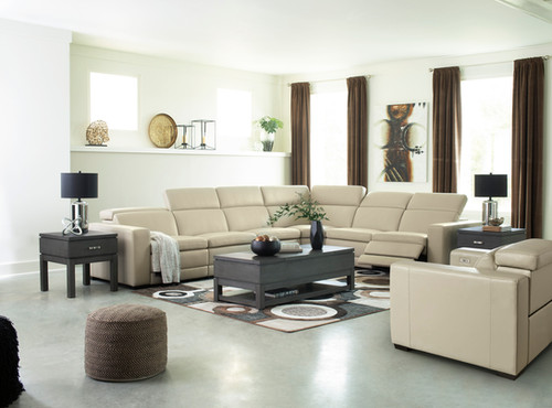 Texline Contemporary Sand Genuine Leather Power 6pc Sectional by Ashley ...