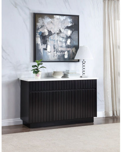 Modern Marble Server With Black Finish Acme DN02475 | EuroclassicFurniture