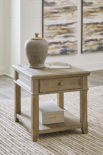 Grayish Brown Traditional End Table Janismore T976-3 | EuroclassicFurniture