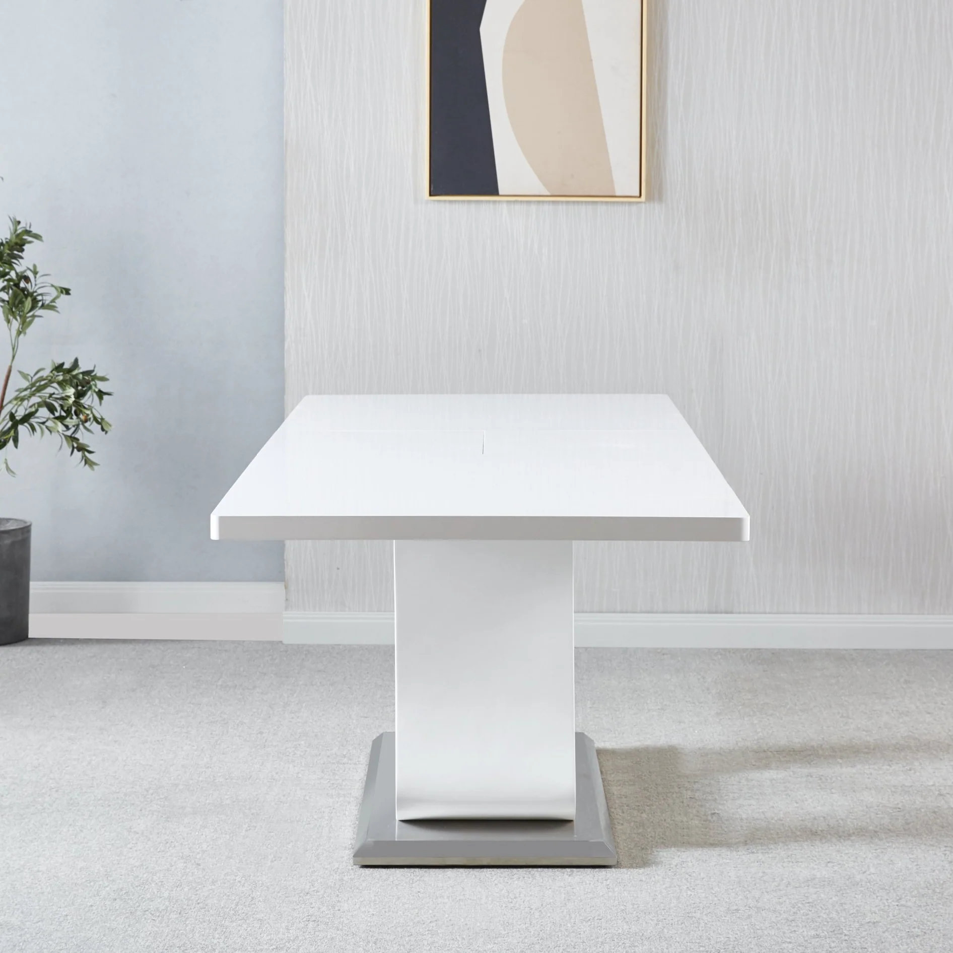 White Modern Dining Table w/ Extension RDT219 Artisan ...