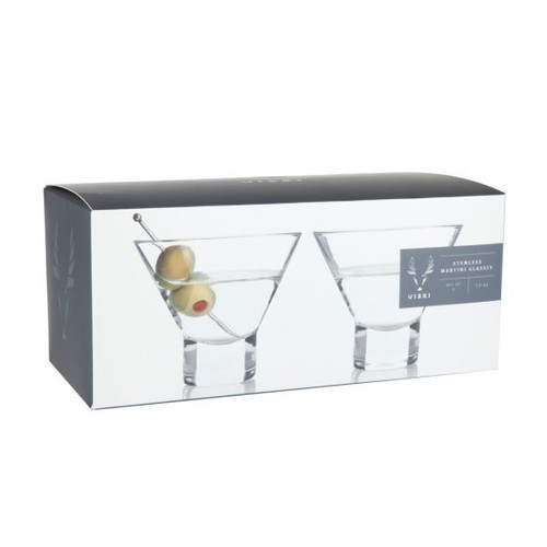 Viski Heavy Base Stemless Martini Glass, Set of 2 | Judicious Spirits