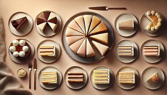 different cake slices