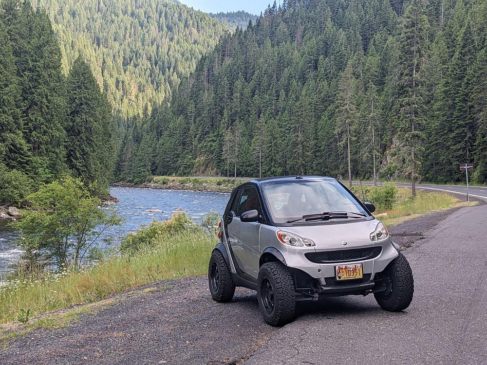 The unexpected fun of a smart car with a lift kit