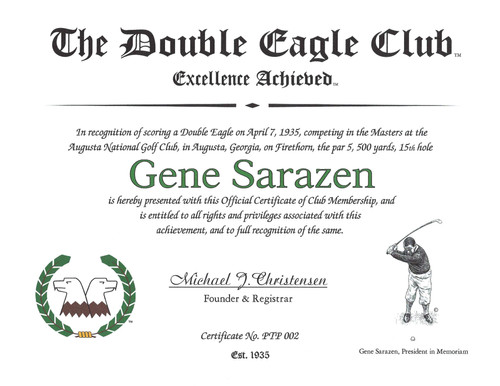 Certificate | Double Eagle Club
