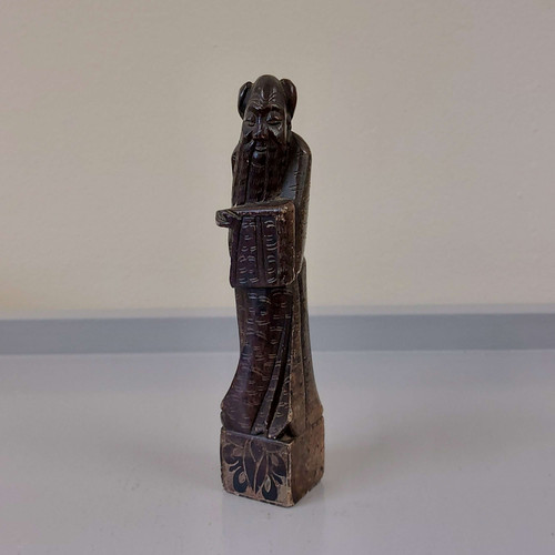 Chinese Wise Man Figurine, Soapstone Carving. Holy Man, Fu Xing God of ...