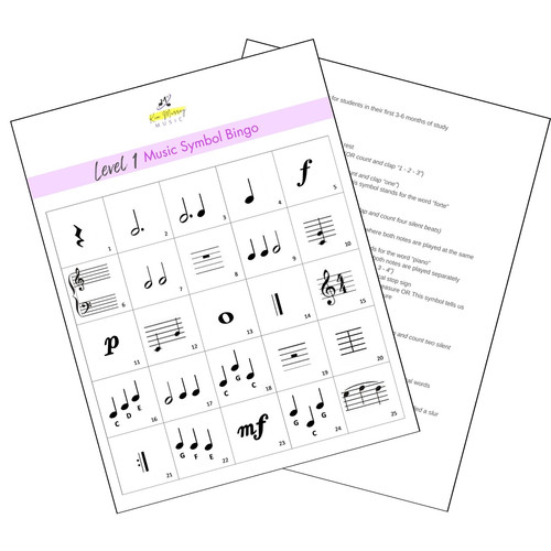 Music Symbol Bingo Level 1 | Kim Murray Music