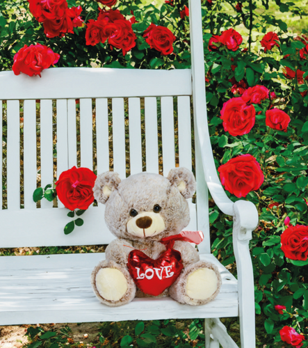 12PZAS OSO DE PELUCHE SENTADO CON LISTÓN Y CORAZÓN 20X25CMS "LULU ...