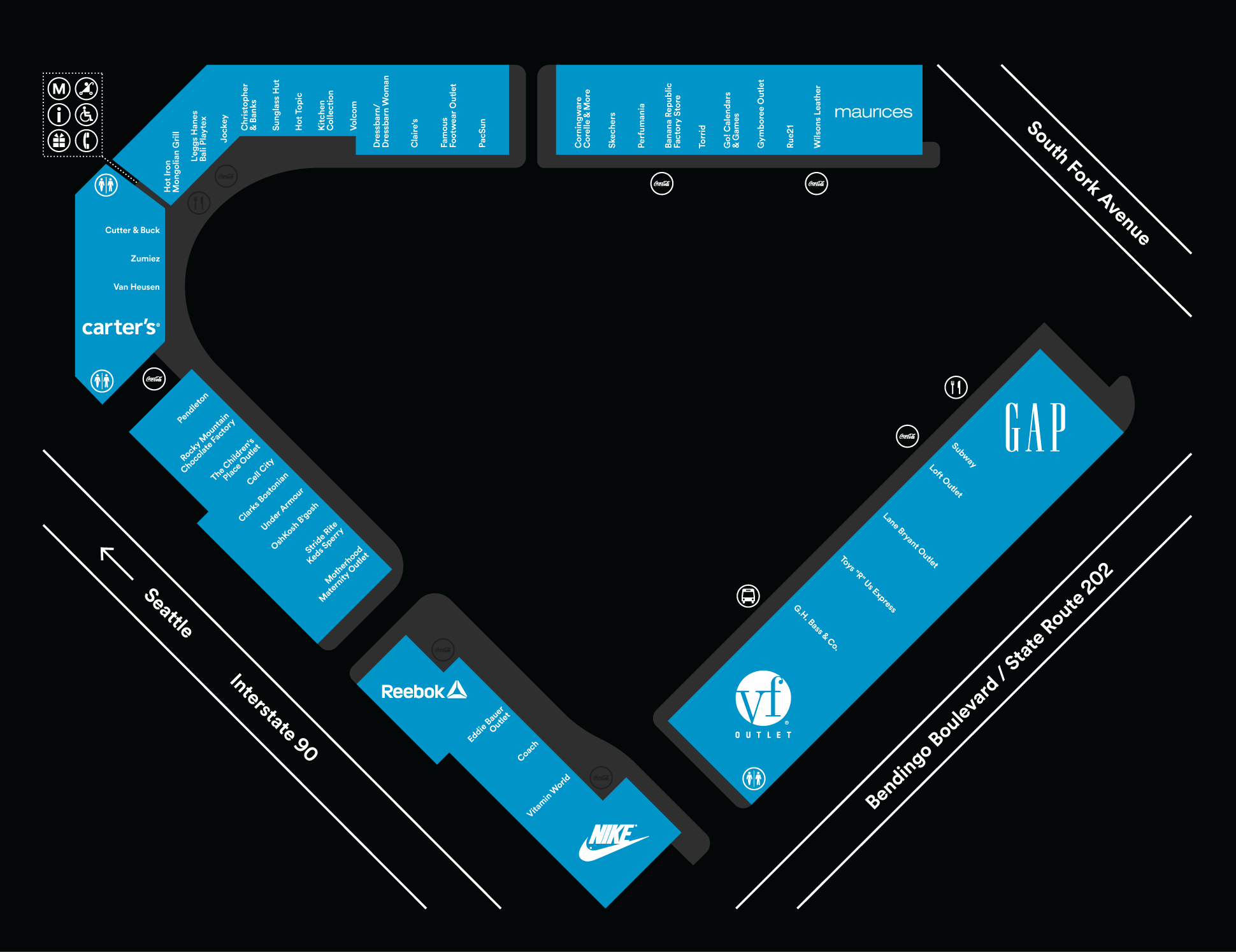 North Bend Outlet 西雅圖的購物天堂之一地點介紹