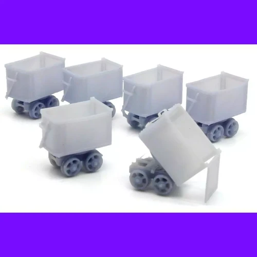 MINING CART (PUSH TYPE) S Scale 1/64 Quantity 6 Gray color Resin print ...
