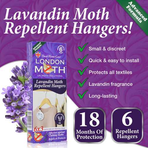 2 x 6 Pack LONDON MOTH LAVANDIN OIL Clothes Moth Repellent Hangers ...