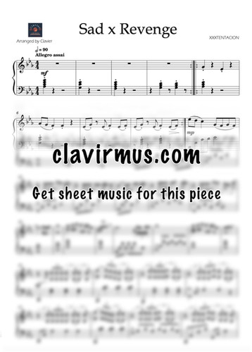 XXXTENTACION Sad X Revenge - Sheet Music for piano PDF