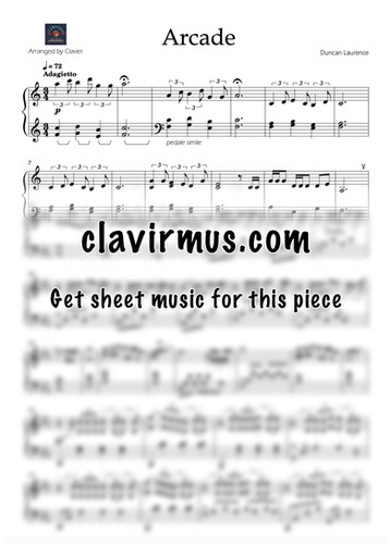 Duncan Laurence - Arcade - Sheet Music for piano PDF
