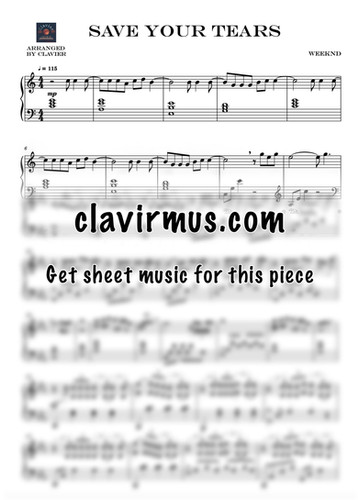 The Weeknd - Save your tears - Sheet Music for piano PDF