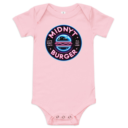 Midnyt Burger Logo Baby Short Sleeve One Piece | Midnyt Burger