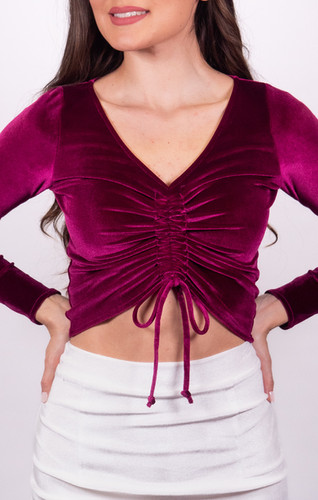 Olivia Fuchsia Velvet Tango Top | Chique Dancewear