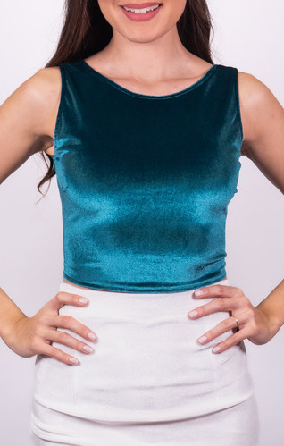 Julia Turquoise Velvet Tango Top | Chique Dancewear