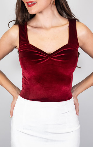 Andrea Maroon Velvet Tango Top | Chique Dancewear