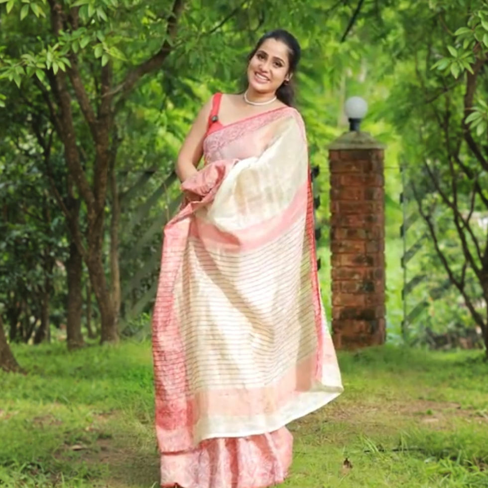 Tissue linen kerala set saree | Fabroses