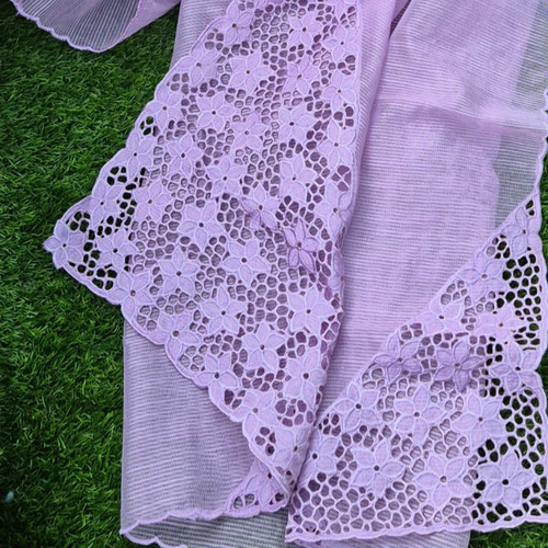 Lavender designer boutique sari | Cutwork | Fabroses