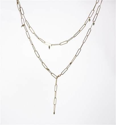 gold, coral and green diamond 'popsicle stick' chain necklace | Maxs ...