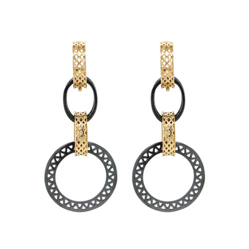 mixed metal crownwork® drop earrings | Maxs Jewelry