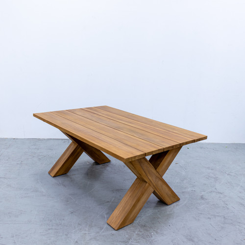 Chunky Cross Legs Teak Dining Table | Adams Furniture