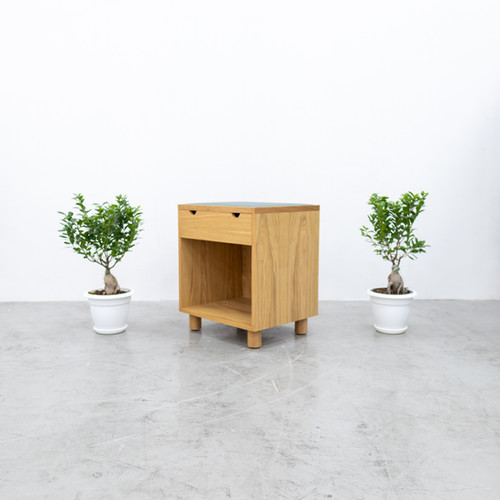 Oak & Leather Top Bedside Table with Drawer | Adams Furniture