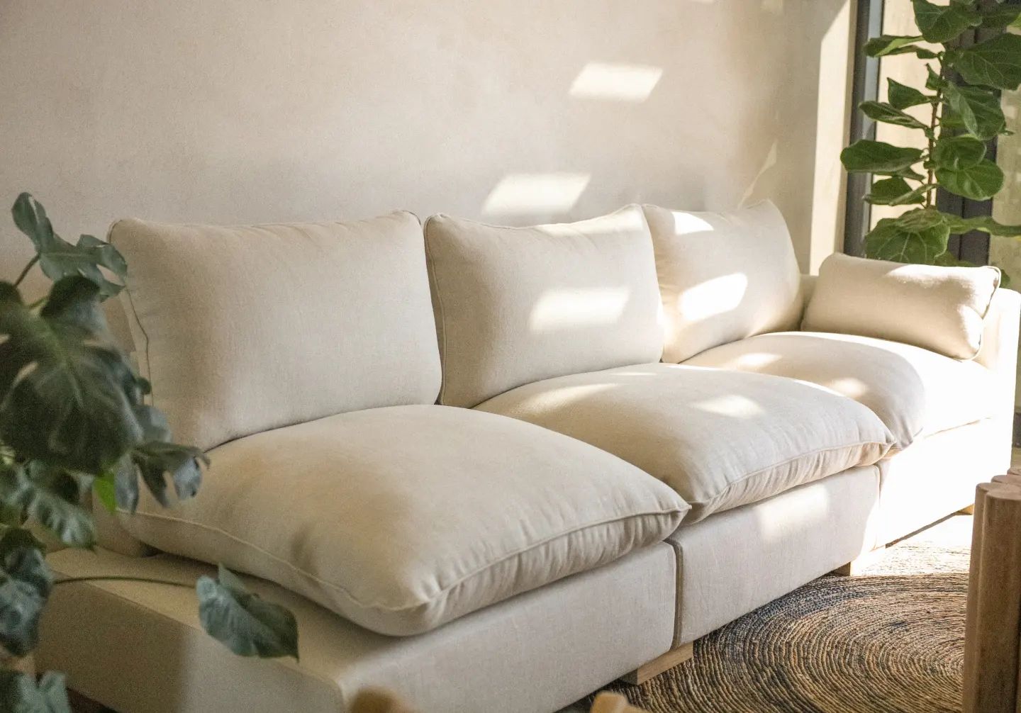 Etina Linen & Feather Sofa | Adams Furniture